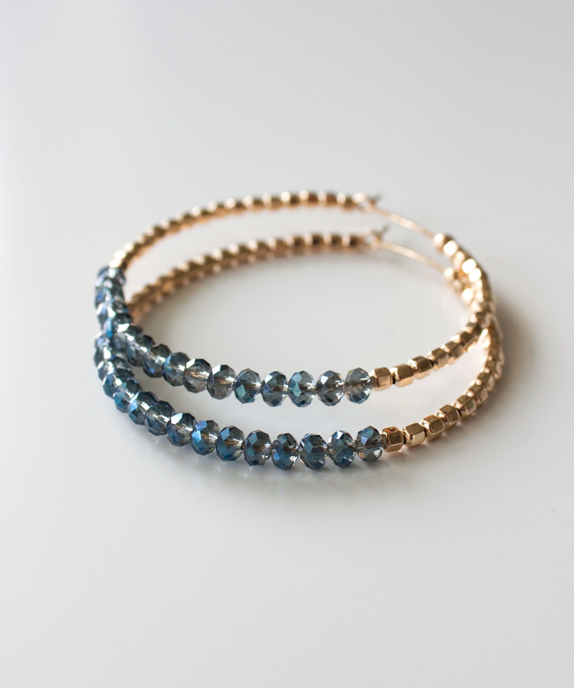 Leia Crystal Colorblock Hoop Earrings – Pure Indigo Design
